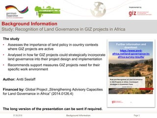 Land Governance in GIZ Projects in Africa | PDF