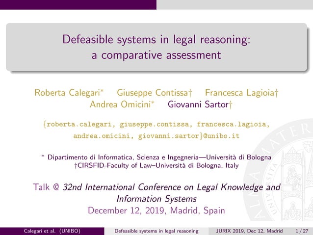 Defeasible systems in legal reasoning: a comparative assessment | PPT