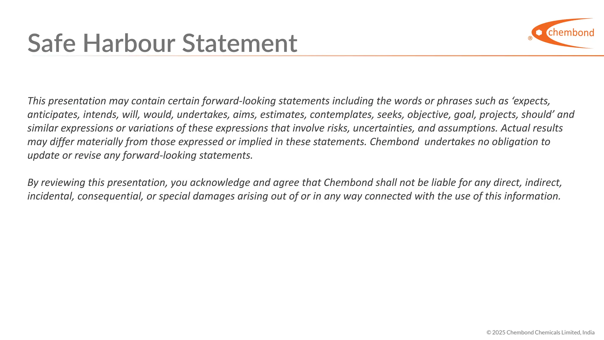 Chembond Chemicals Limited Presentation 2025 | PDF