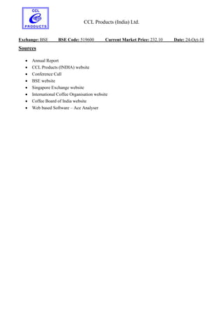 CCL Product (India) Ltd. | PDF