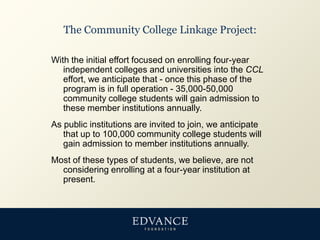 Community College Linkage Summary | PPT