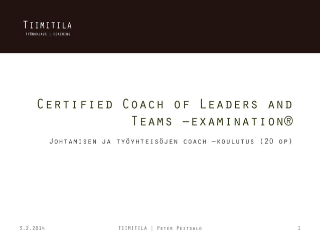 Certified Coach of Leaders and Teams (CCLT) -examination® | PDF