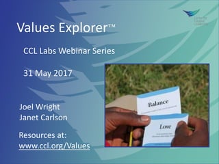 Values Explorer, CCL Labs Webinar Series | PPTX