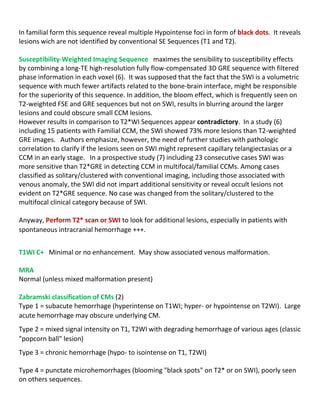 Walif Chbeir: Cerebral Cavernous Malformation | PDF