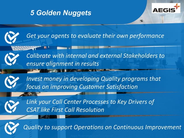 AEGIS: Quality Best Practices | PPTX