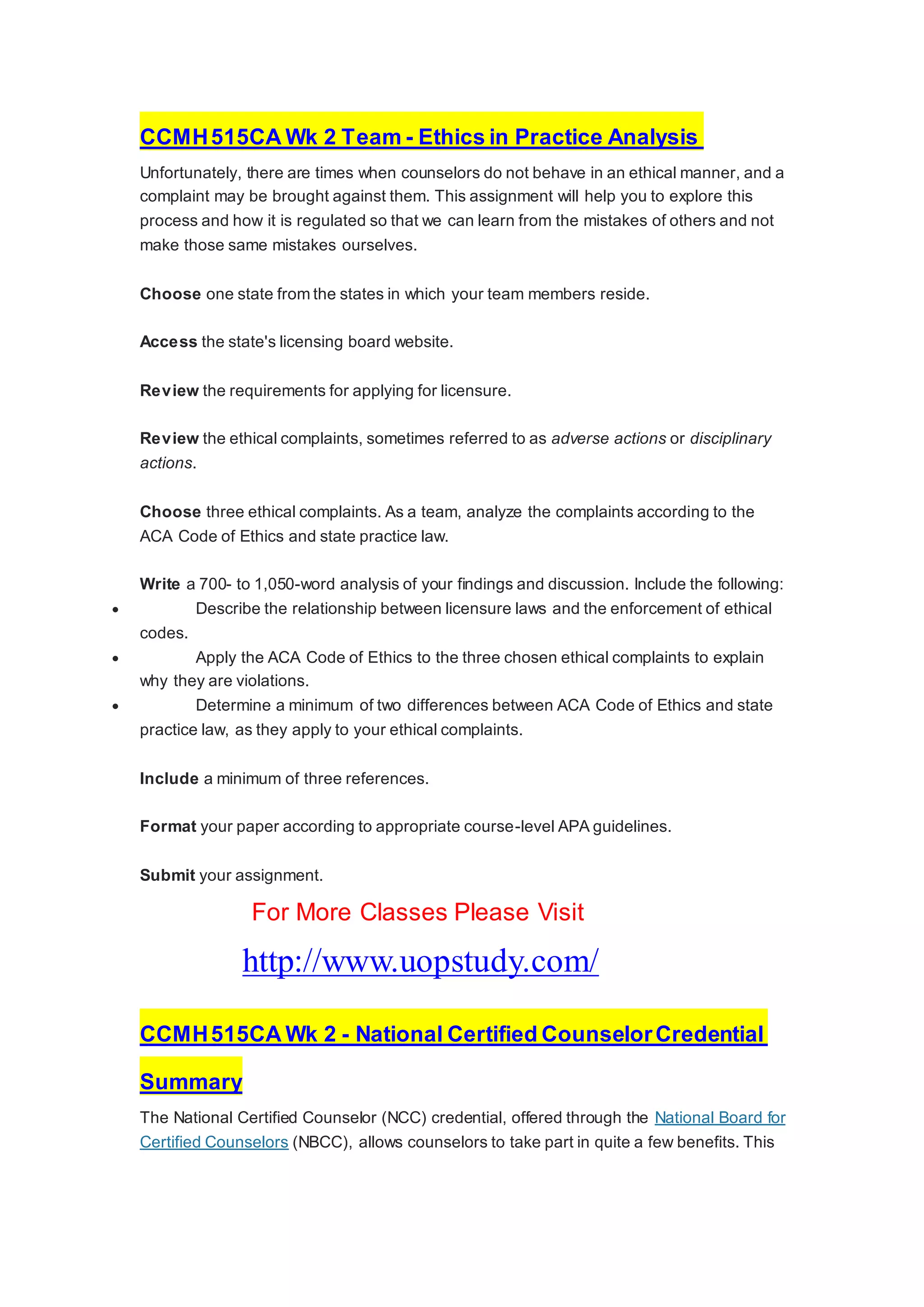 Ccmh 515 ca ccmh515ca ccmh 515ca best tutorials guide uopstudy.com