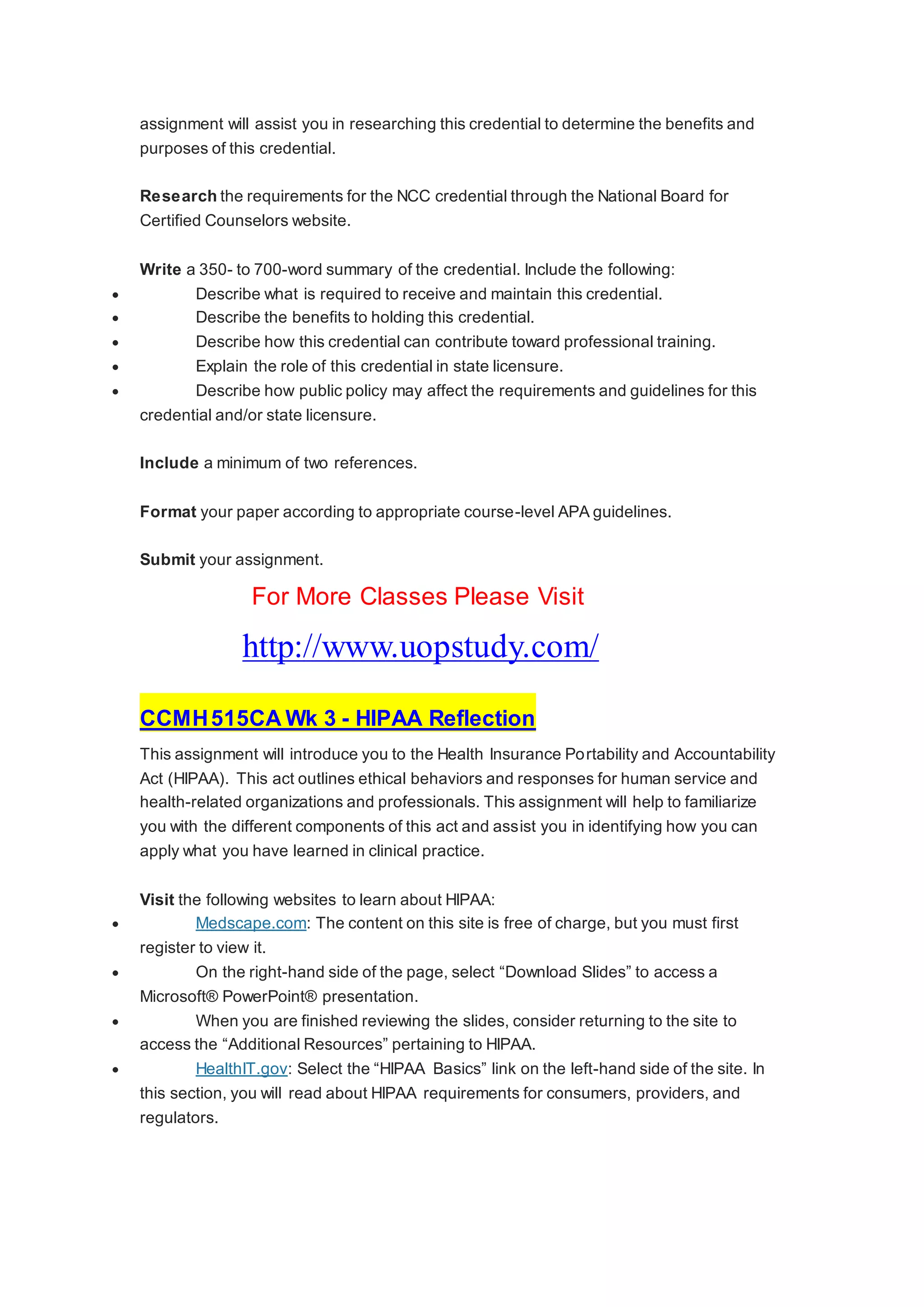 Ccmh 515 ca ccmh515ca ccmh 515ca best tutorials guide uopstudy.com