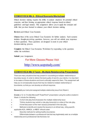 Ccmh 515 ca ccmh515ca ccmh 515ca best tutorials guide uopstudy.com