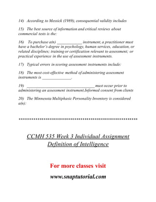 CCMH 535 Enthusiastic Study / snaptutorial.com