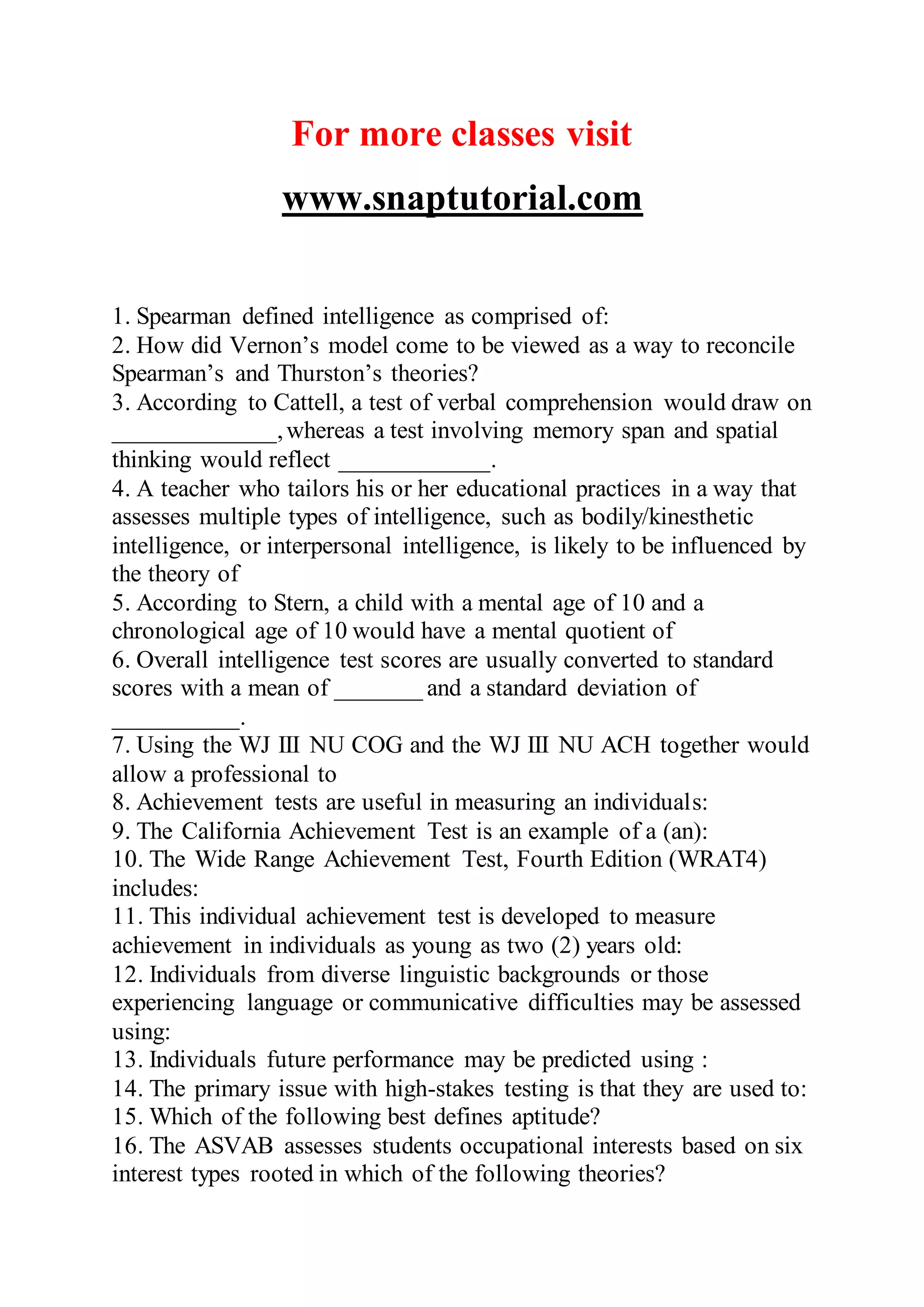 CCMH 535 Exceptional Education / snaptutorial.com