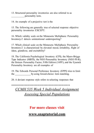 CCMH 535 Exceptional Education / snaptutorial.com