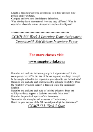 CCMH 535 Exceptional Education / snaptutorial.com