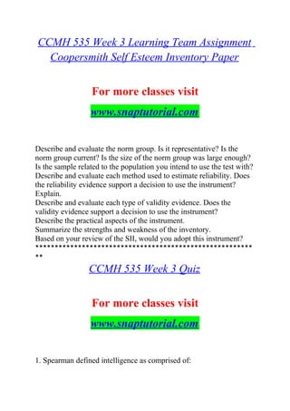 Ccmh 535 Education Organization / snaptutorial.com