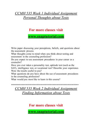 Ccmh 535 Education Specialist-snaptutorial.com