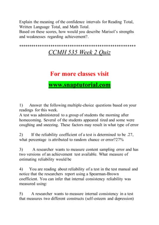 Ccmh 535 Education Specialist-snaptutorial.com