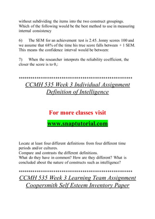 Ccmh 535 Education Specialist-snaptutorial.com