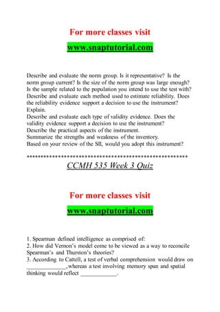 Ccmh 535 Education Specialist-snaptutorial.com