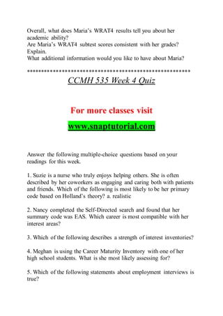 Ccmh 535 Education Specialist-snaptutorial.com