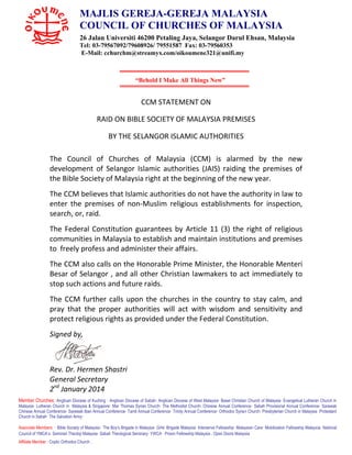 Ccm media statement raid on bible society premises | PDF