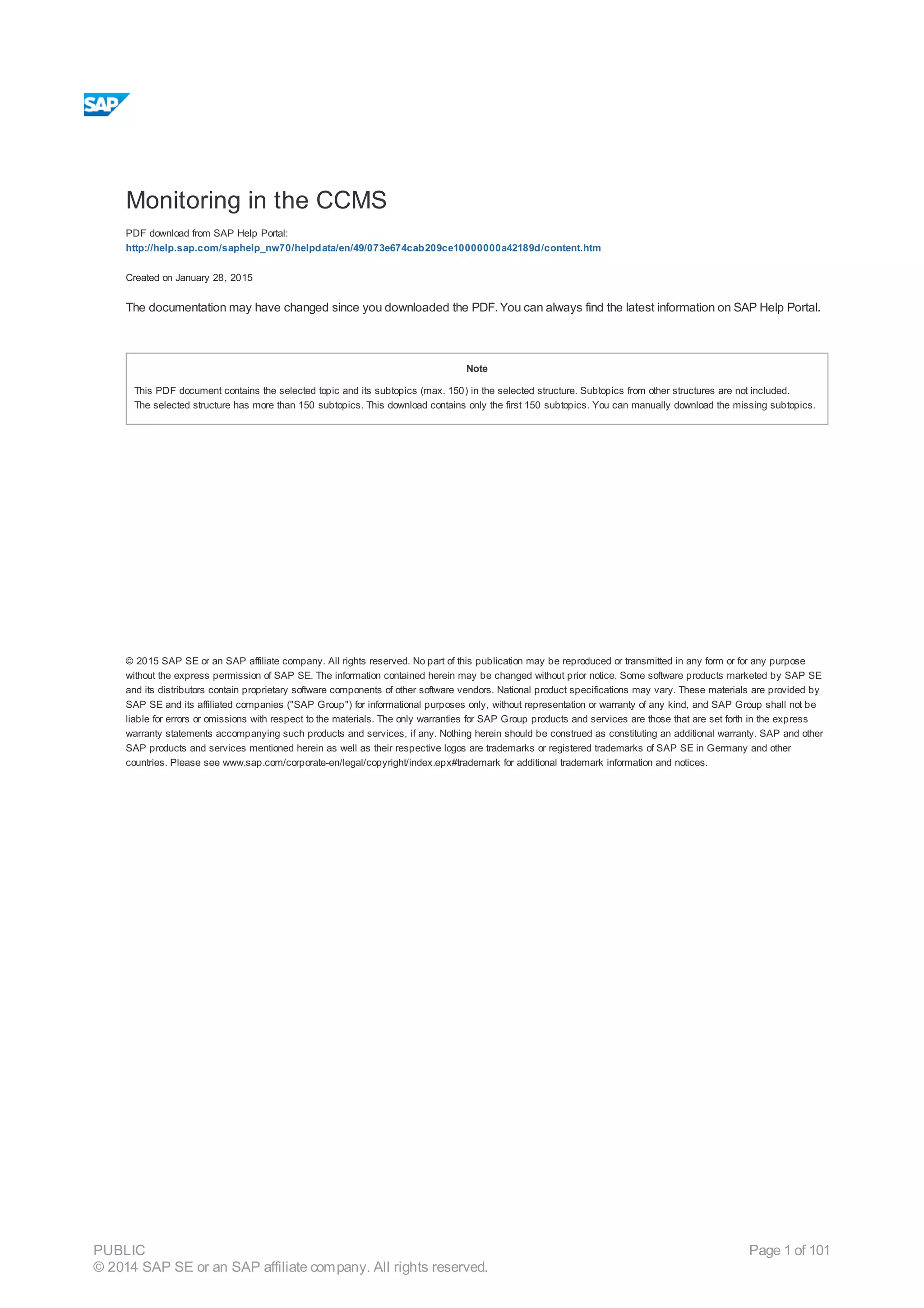 SAP Basis CCMS | PDF