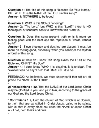 CCM Song Alert Blessed Be Your Name | PDF