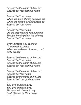 CCM Song Alert Blessed Be Your Name | PDF