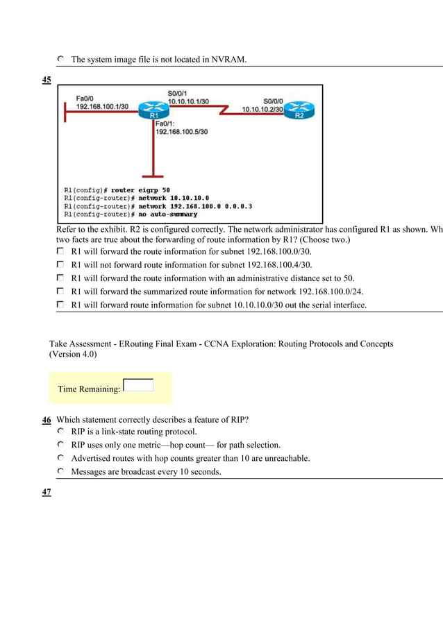 Ccna 2 v 4.0 final-exam-19-06-2010 | PDF