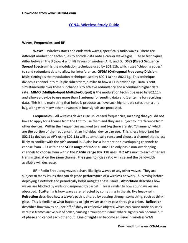 Ccna Wireless Study Guide | PDF | Computer Networking | Computing