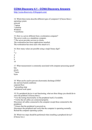Ccna 1 Chapter 1 V4.0 Answers | PDF