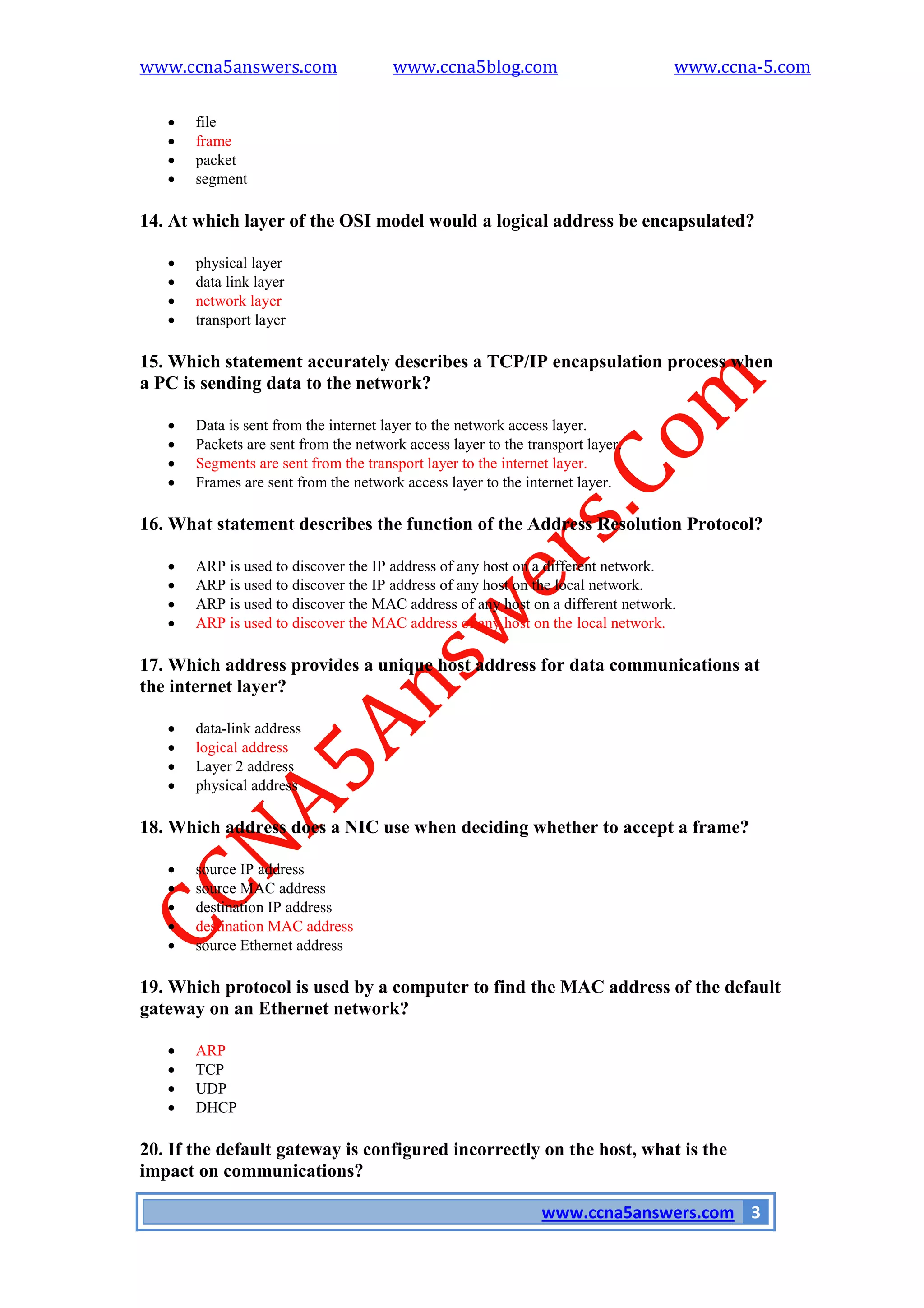 Ccna 1 chapter 3 exam answer v5 | DOCX | Computer Networking | Computing