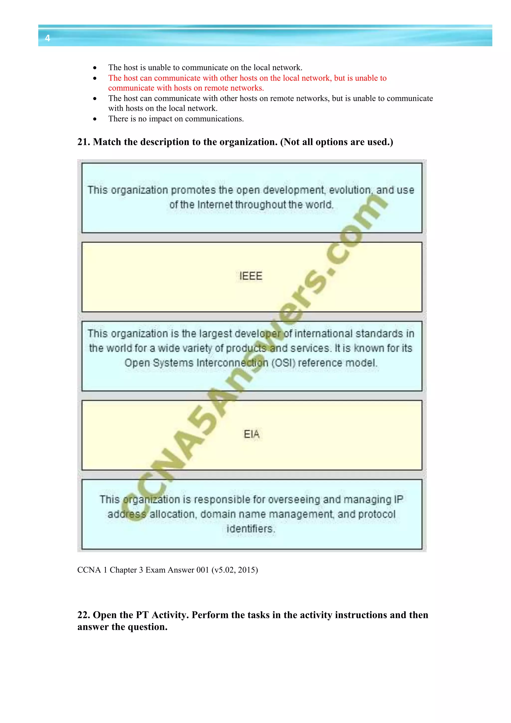 Ccna 1 chapter 3 exam answer v5 | PDF