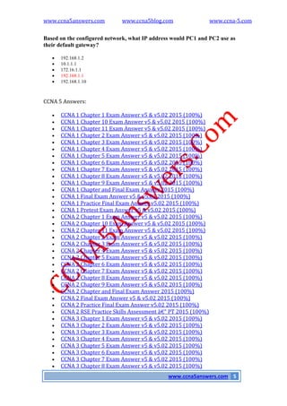 Ccna 1 chapter 3 exam answer v5 | DOCX | Computer Networking | Computing