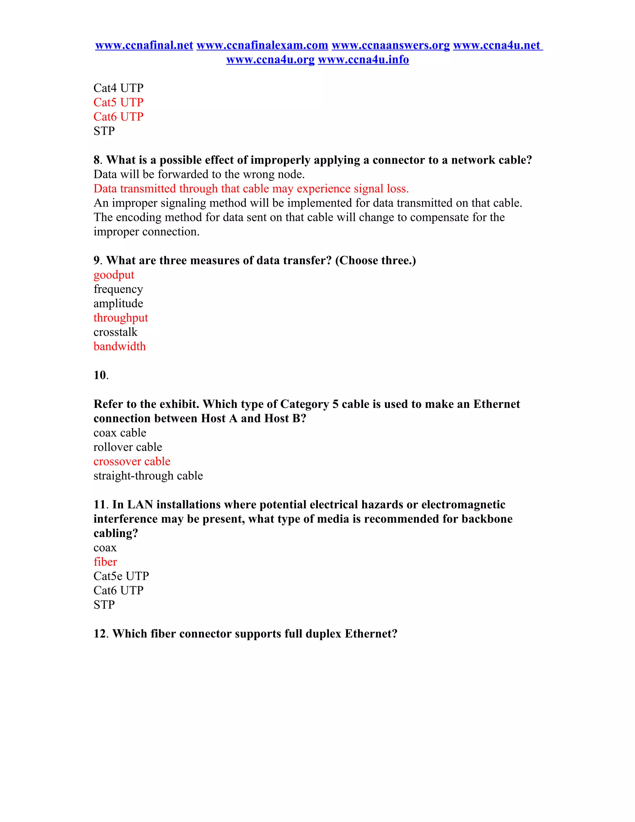 Ccna 1 chapter 8 v4.0 answers 2011 | DOC | Computer Networking | Computing