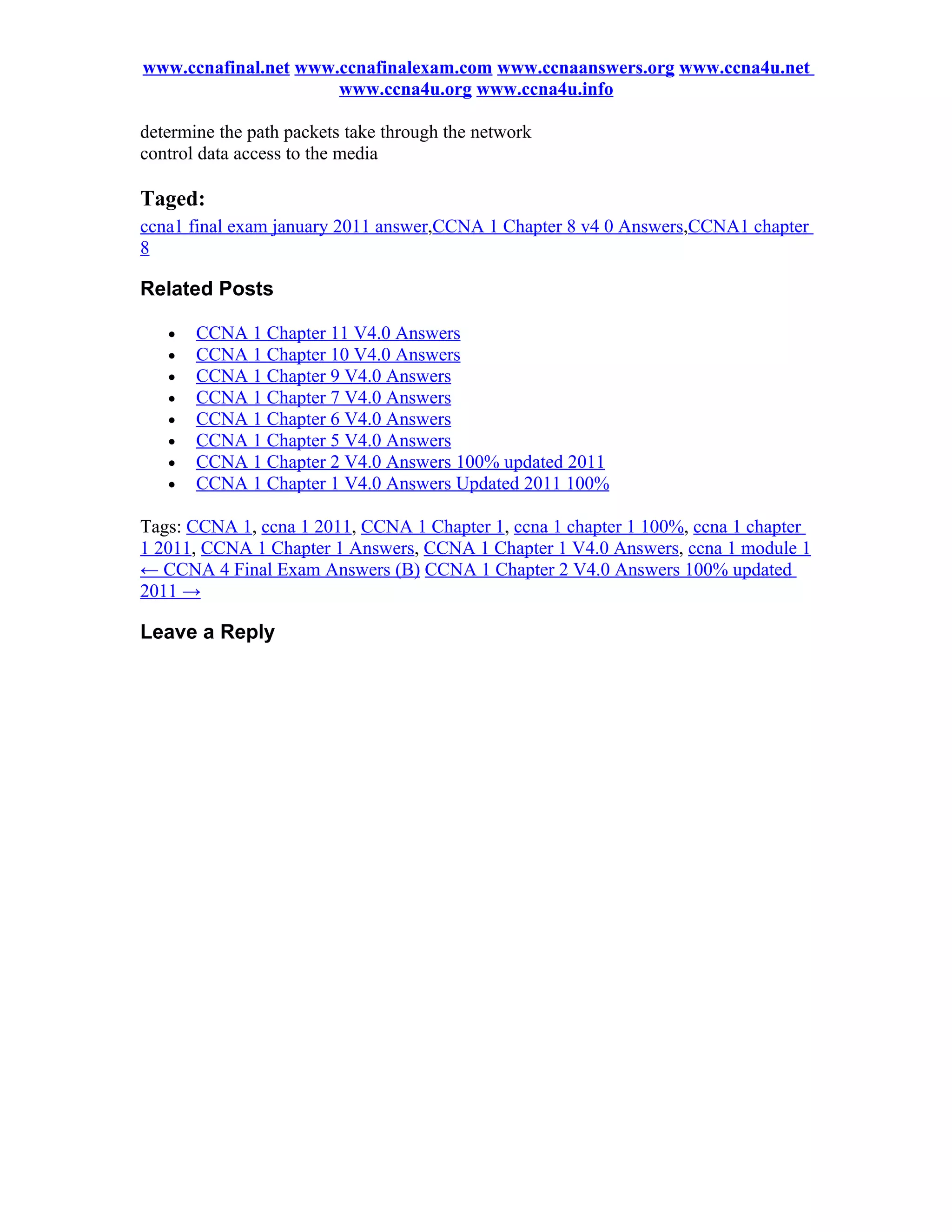 Ccna 1 chapter 8 v4.0 answers 2011 | PDF