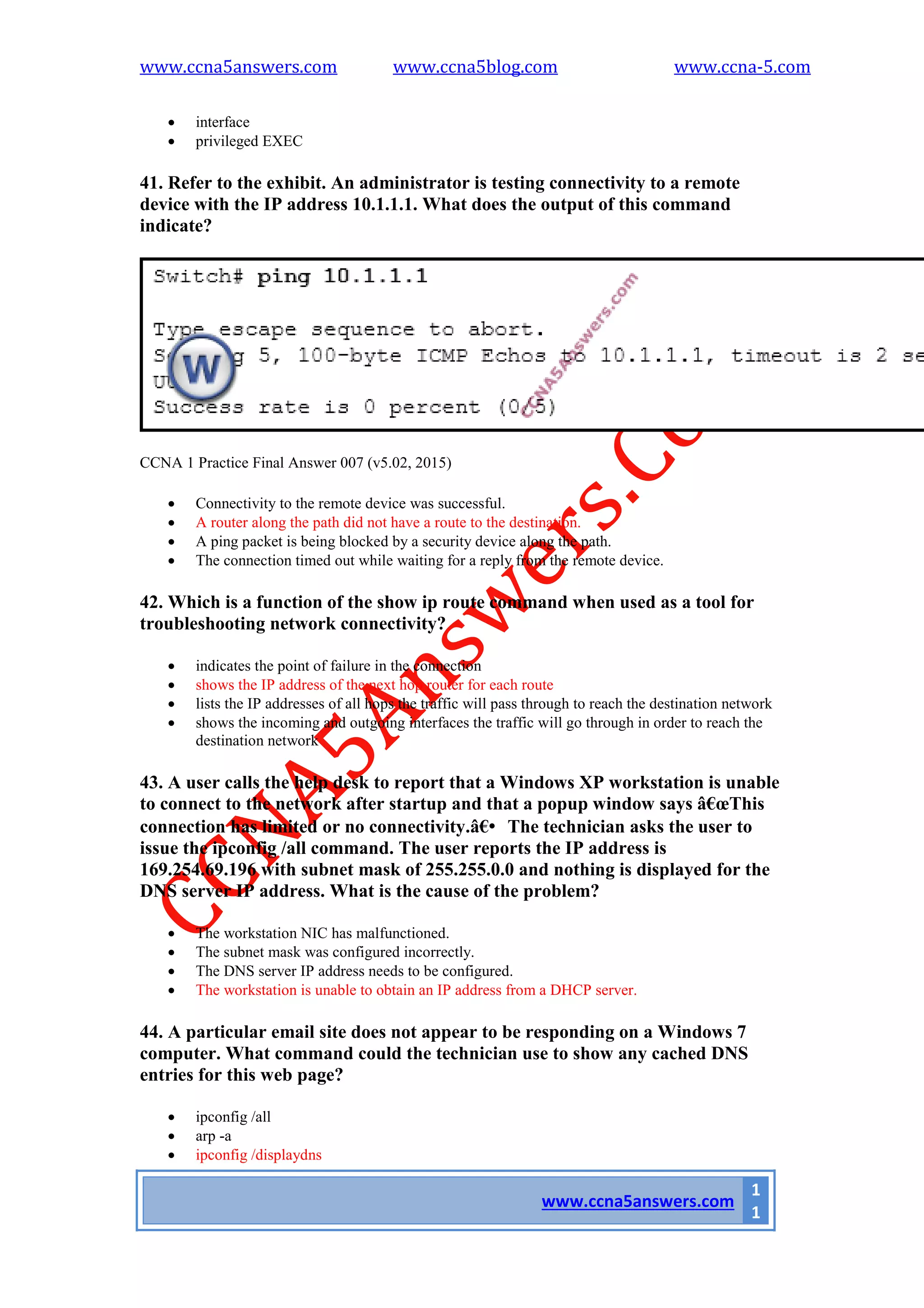 Ccna 1 practice final exam answer v5 | DOCX | Computer Networking | Computing