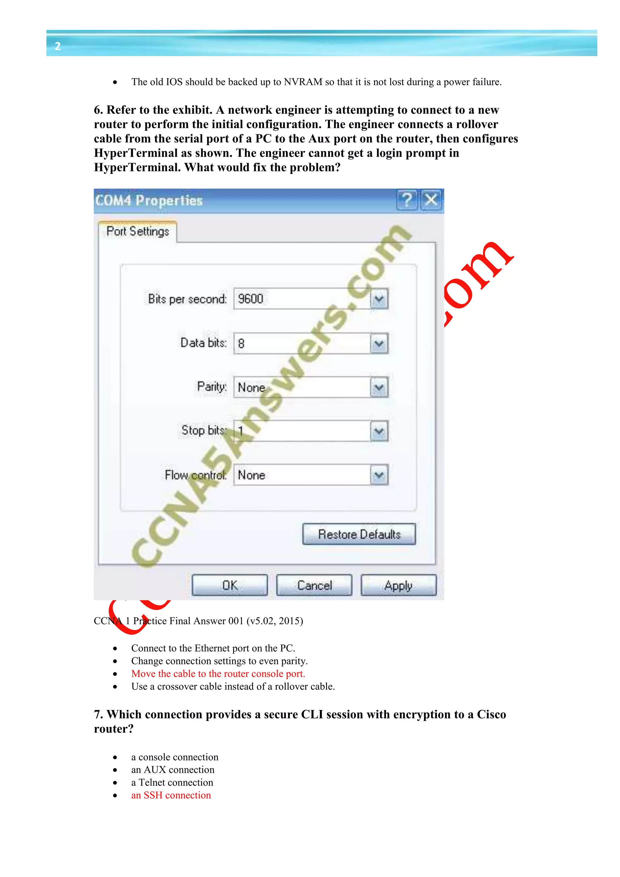 Ccna 1 practice final exam answer v5 | DOCX | Computer Networking | Computing