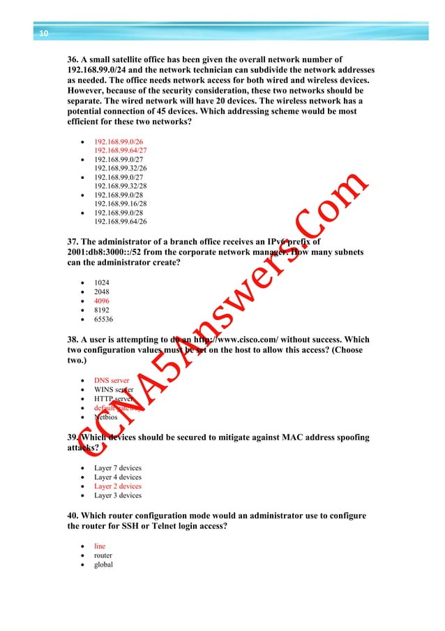 Ccna 1 practice final exam answer v5 | DOCX | Computer Networking | Computing