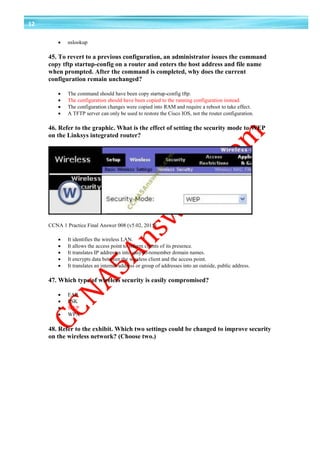 Ccna 1 practice final exam answer v5 | DOCX | Computer Networking | Computing
