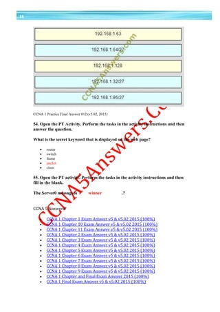 Ccna 1 practice final exam answer v5 | DOCX | Computer Networking | Computing