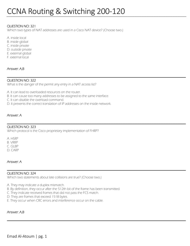 CCNA 200-120 Exam Questions | PDF