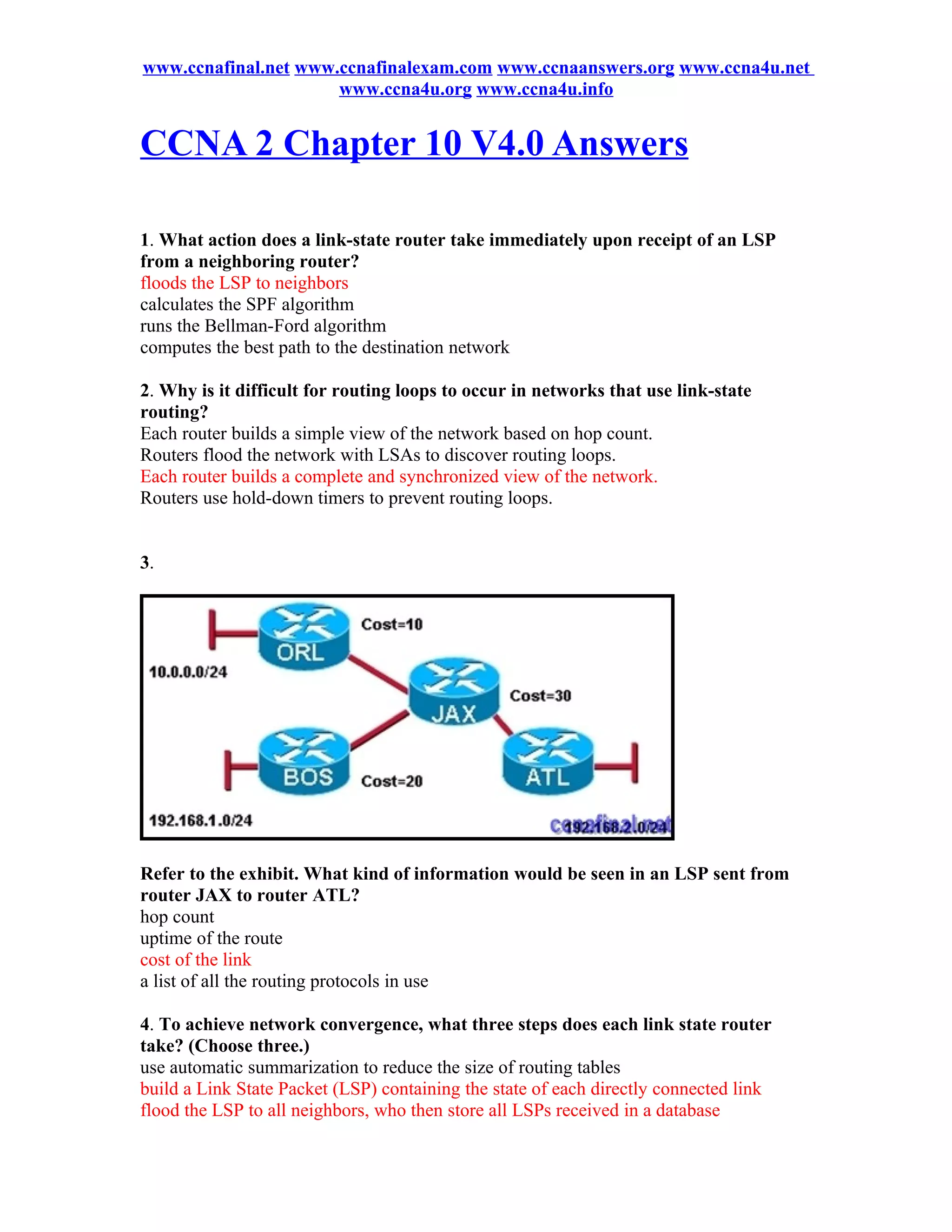 Ccna 2 chapter 10 v4.0 answers 2011 | DOC | Computer Networking | Computing