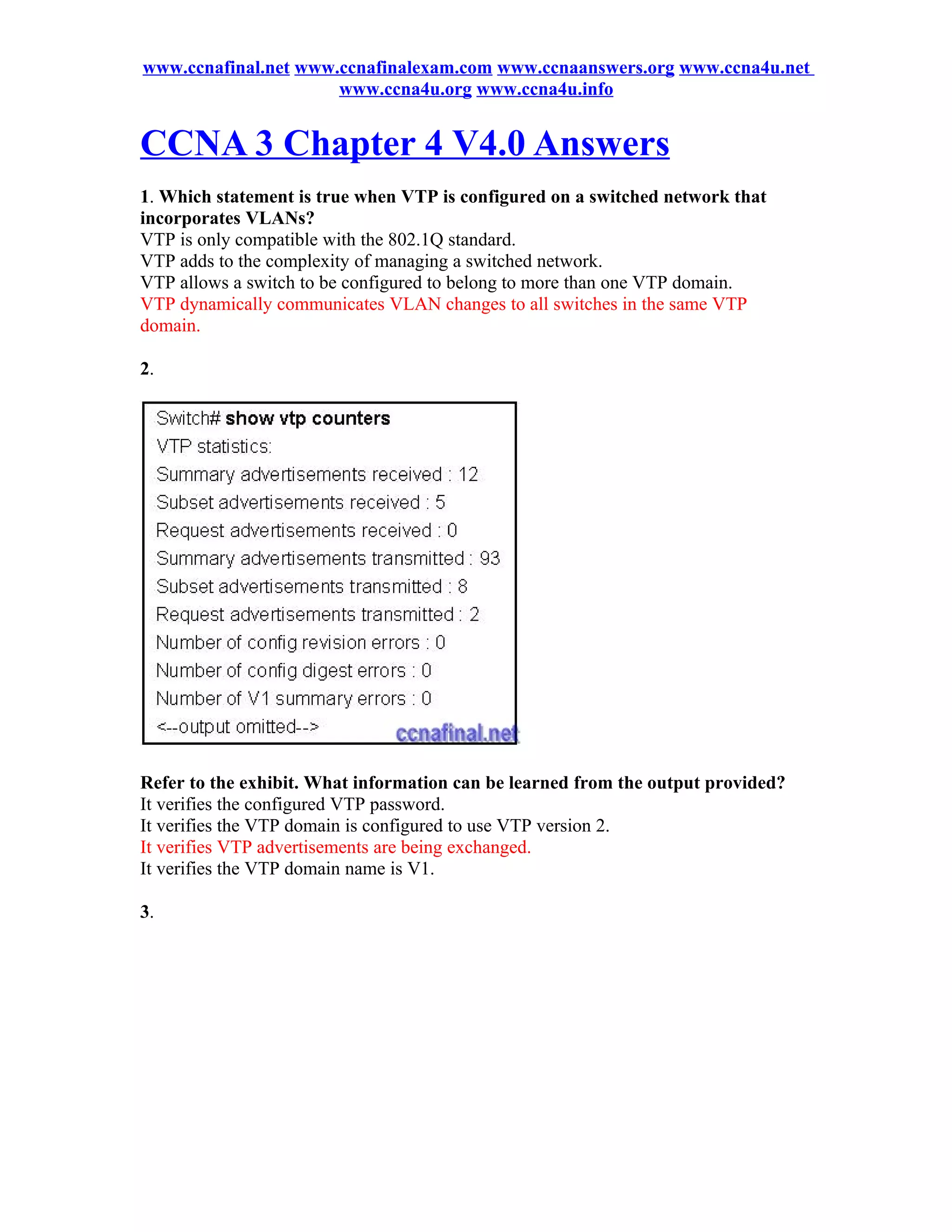 Ccna 3 chapter 4 v4.0 answers 2011 | DOC