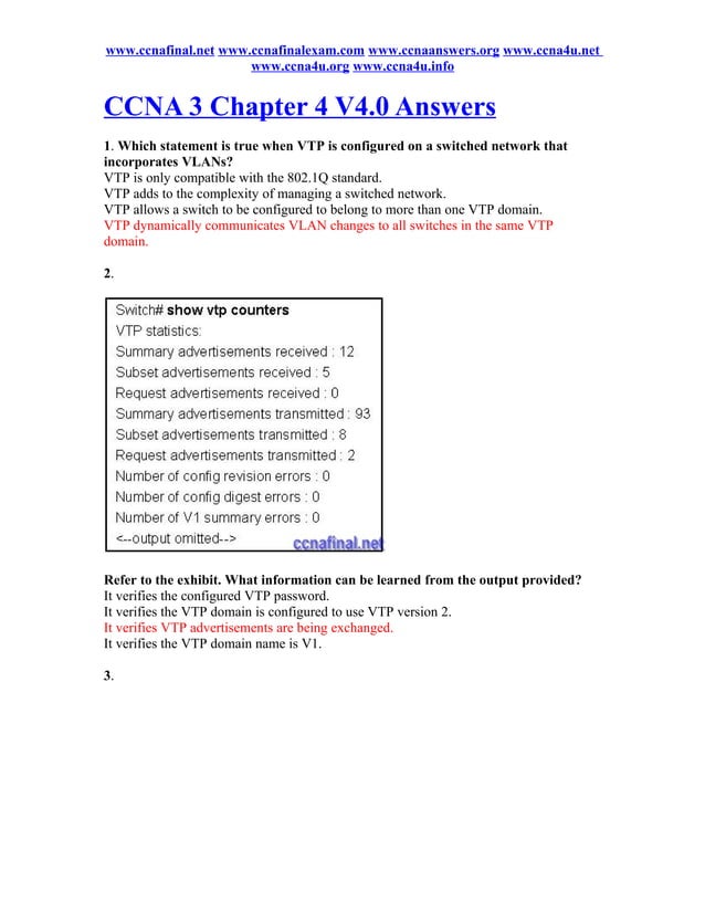Ccna 3 chapter 4 v4.0 answers 2011 | DOC