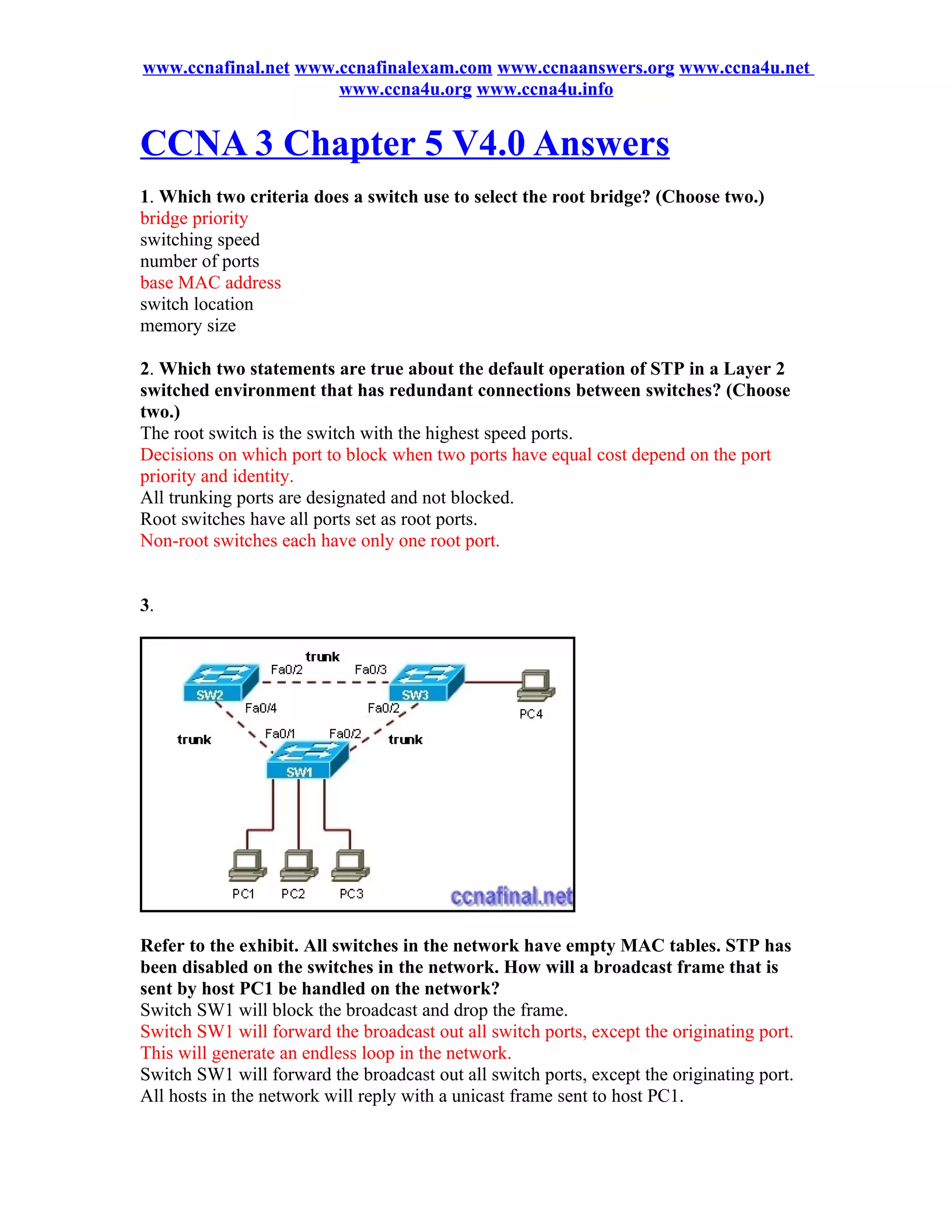 Ccna 3 chapter 5 v4.0 answers 2011 | DOC | Computer Networking | Computing