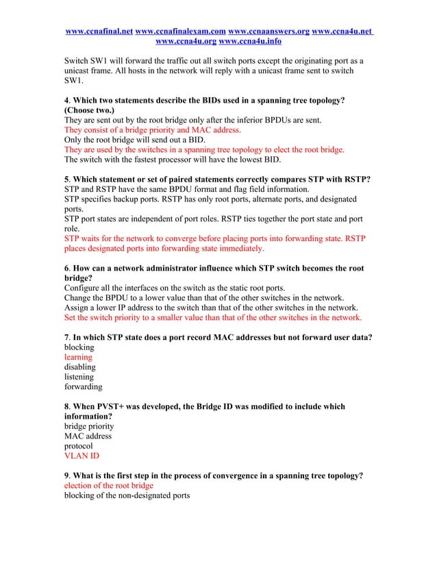 Ccna 3 chapter 5 v4.0 answers 2011 | DOC | Computer Networking | Computing