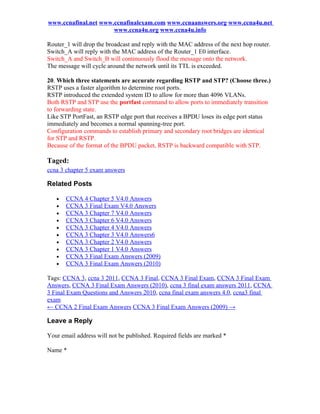Ccna 3 chapter 5 v4.0 answers 2011 | DOC | Computer Networking | Computing