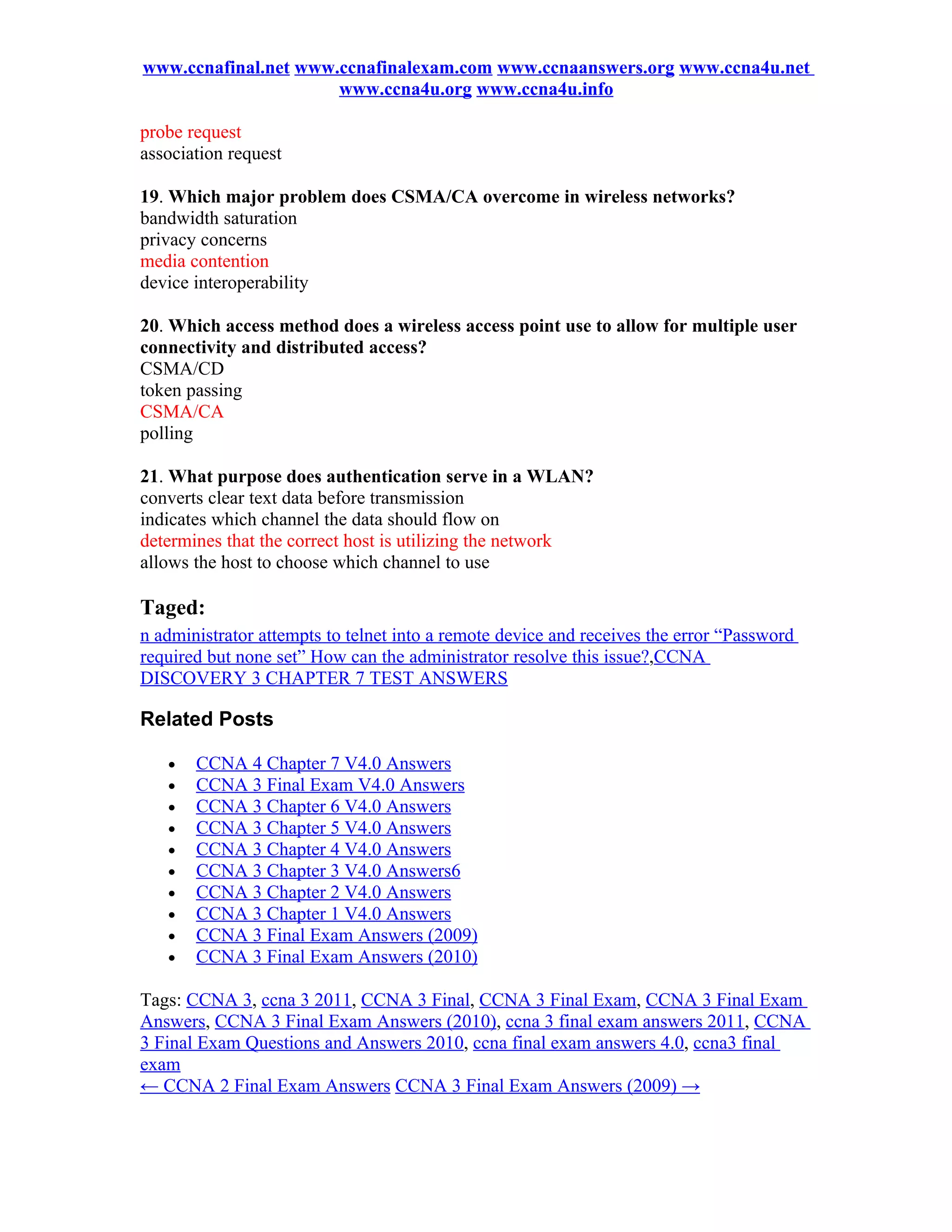 Ccna 3 chapter 7 v4.0 answers 2011 | PDF