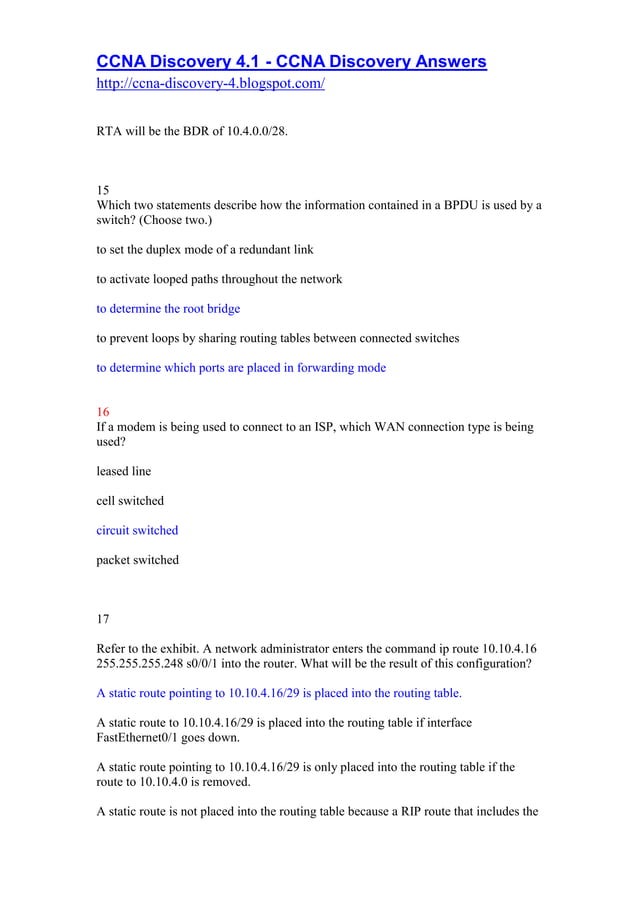 Ccna 3 Final V4.0 Answers | PDF