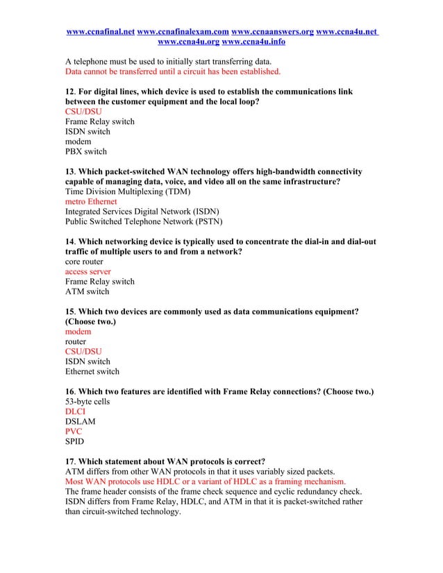 Ccna 4 chapter 1 v4.0 answers 2011 | DOC