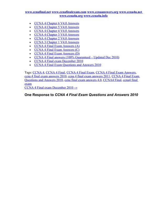 Ccna 4 chapter 1 v4.0 answers 2011 | DOC